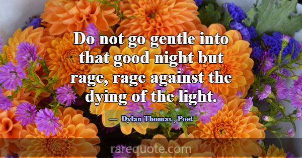 Do not go gentle into that good night but rage, ra... -Dylan Thomas
